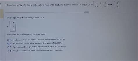 Solved If T Is Defined By Txax Find A Vector X Whose