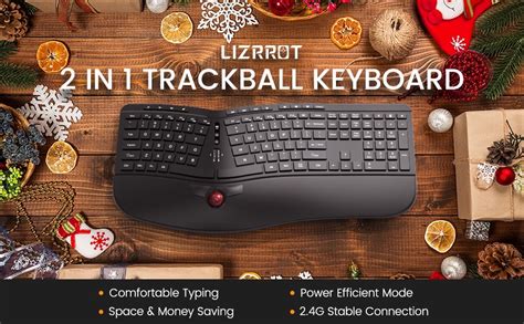Ergonomic Split Keyboard Combo Wireless 2 In 1 Keyboard And Trackball Mouse With