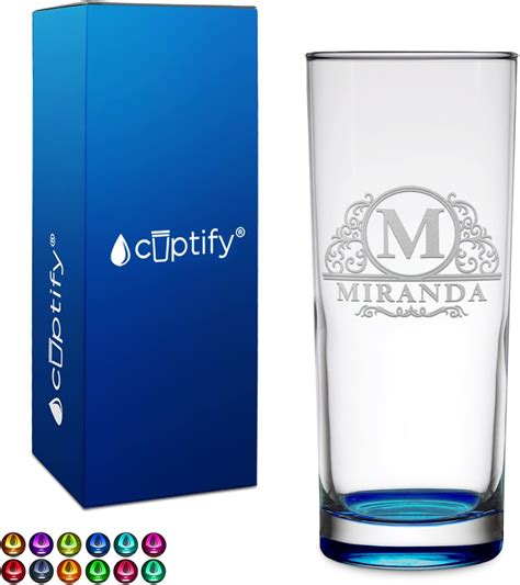 Custom Glasses Elaborate Circle Name 10 Oz Light Blue