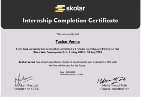 tushar verma on linkedin thankyou skolar finally completed internship