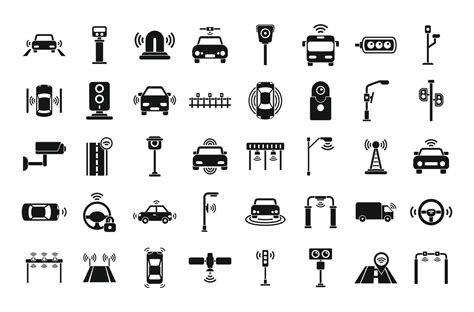 Road Sensors Icons Set Simple Vector Safety Traffic 14862658 Vector Art At Vecteezy