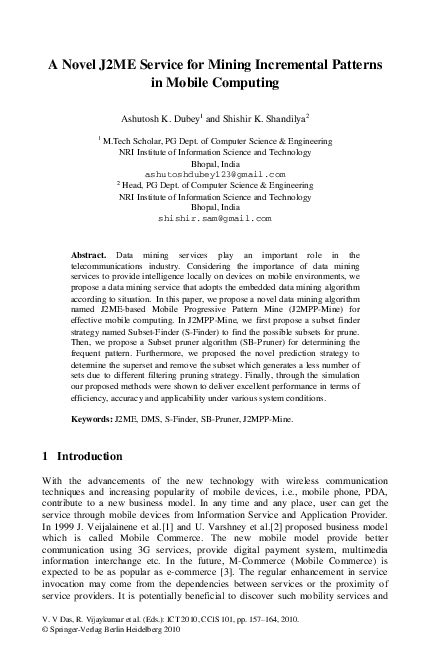 Pdf A Novel J2me Service For Mining Incremental Patterns In Mobile