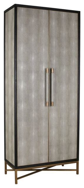 Moe S Home Collection Mako Modern Shagreen And Polyurethane Tall Cabinet In Gray Contemporary