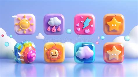 3d render weather app icons widget interface elements isolated set web or mobile application