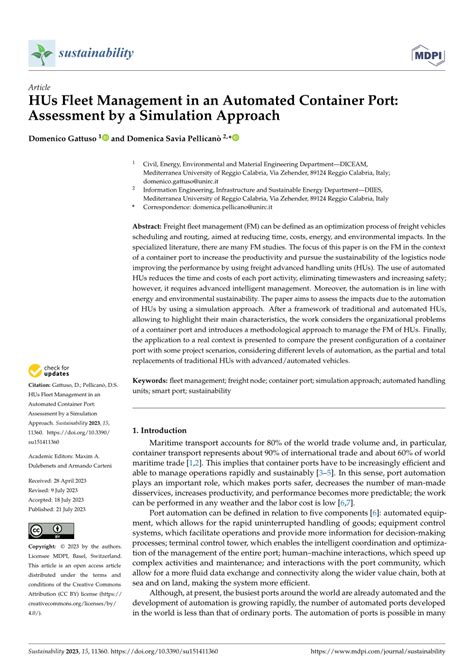 Pdf Hus Fleet Management In An Automated Container Port Assessment By A Simulation Approach
