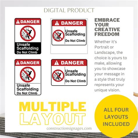 Unsafe Scaffolding Do Not Climb Printable Safety Signages Etsy
