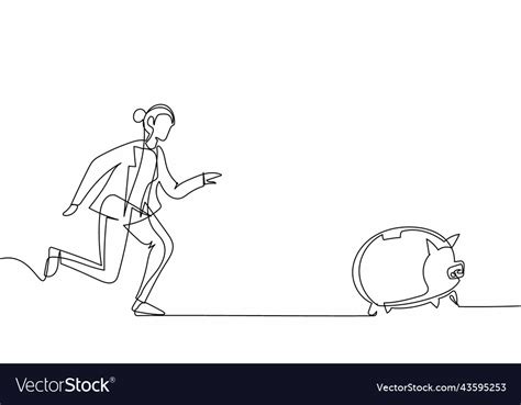 Single Continuous Line Drawing Businesswoman Vector Image