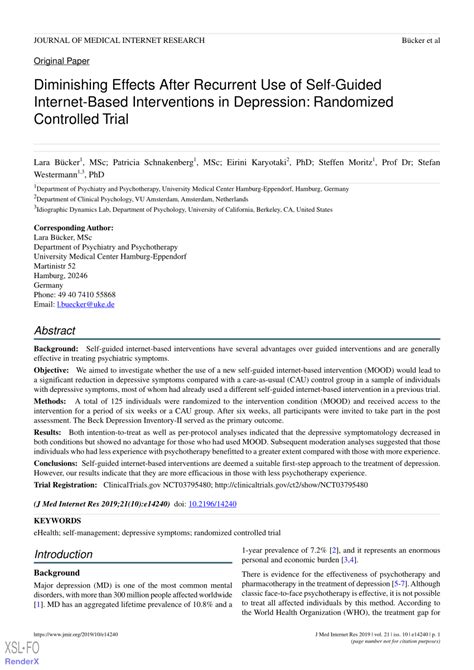Pdf Diminishing Effects After Recurrent Use Of Self Guided Internet Based Interventions In