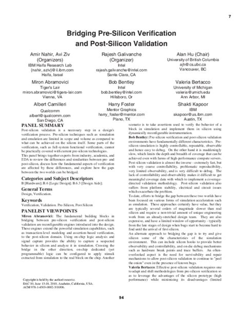 Pdf Bridging Pre Silicon Verification And Post Silicon Validation