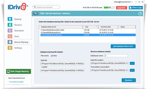 Restore SQL Server Data From IDrive Cloud