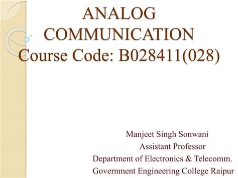 Noise In Analog Communication Part 1 Ppt