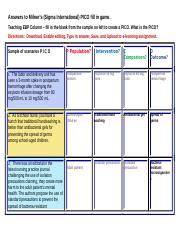Milner S PICO Game ANSWER SHEET 2021 Docx Answers To Milner S Sigma International PICO Fill In