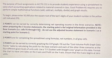 Solved The Purpose Of Excel Assignments In Acctg 231 Is To