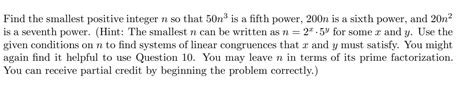 solved find the smallest positive integer n ﻿so that 50n3