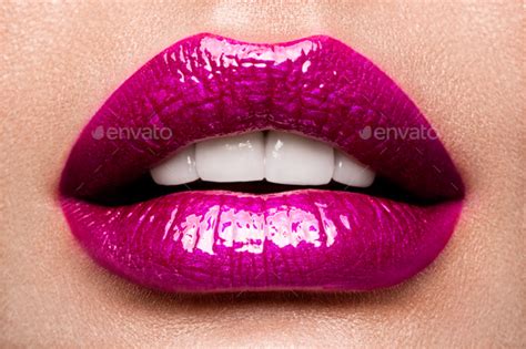 Sexy Lips Beauty Pink Lips Makeup Detail Stock Photo By Korabkova