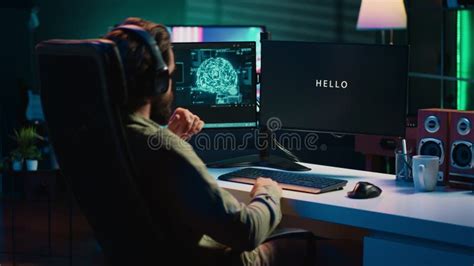 Concept Of Artificial Intelligence Becoming Self Aware Greeting Man Stock Footage Video Of