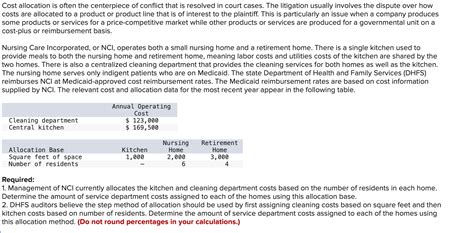 Solved Cost Allocation Is Often The Centerpiece Of Conflict