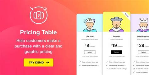 pricing table wordpress pricing table plugin