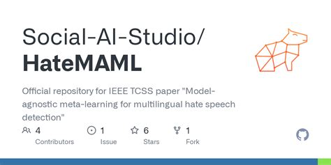 GitHub Social AI Studio HateMAML Official Repository For IEEE TCSS Paper Model Agnostic Meta