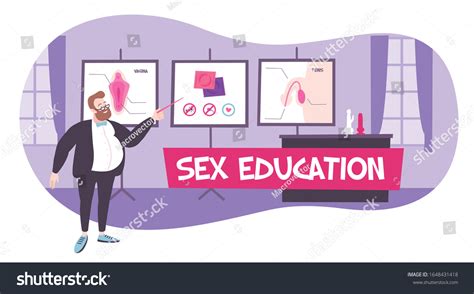 Sex Education Composition Indoor Scenery Character Stock Vector