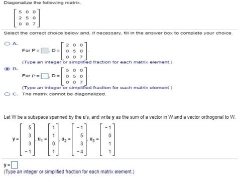 Solved OA Diagonalize The Following Matrix Chegg