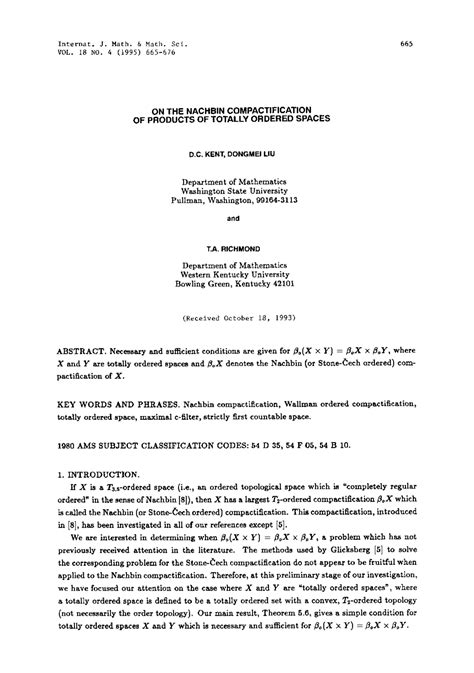 Compactification Of Products Of Totally Ordered Spaces Math 118 Docsity