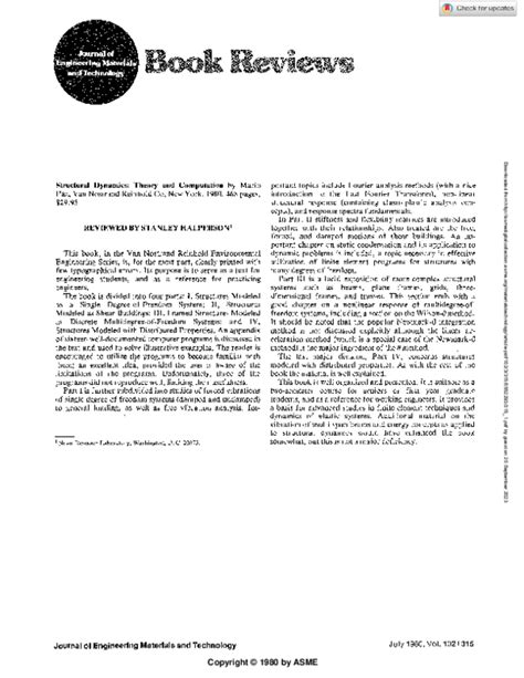 pdf structural dynamics theory and computation