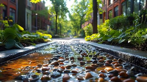 Sustainable Urban Drainage System For Efficient Rainwater Management In City Streets Concept