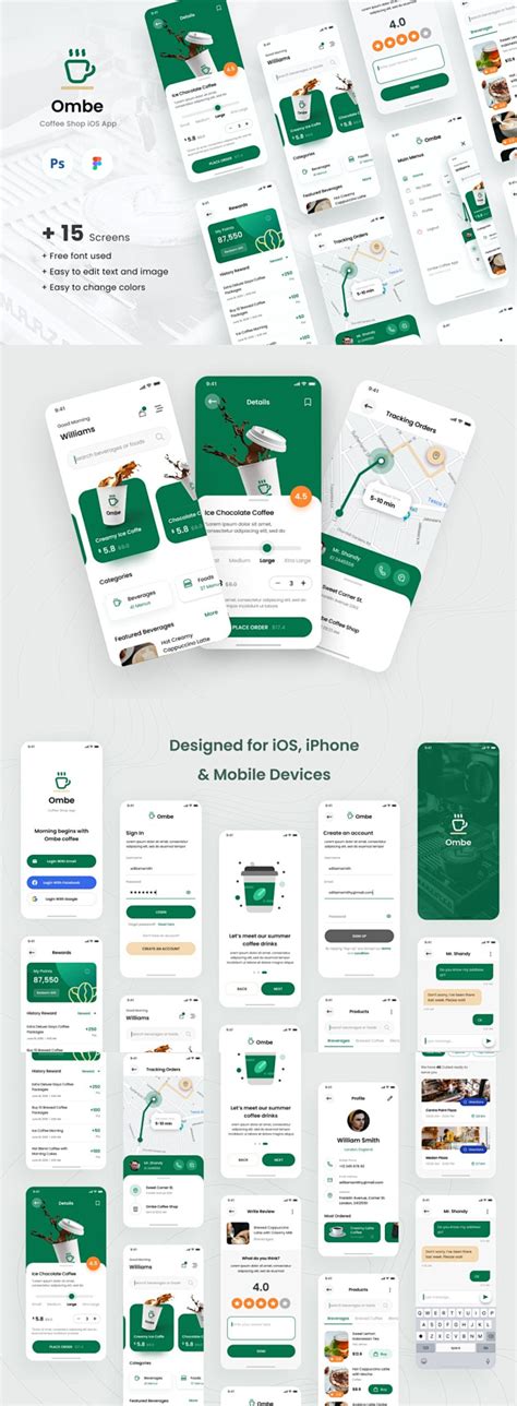 应用程序设计 应用程序 程序设计 用户界面 咖啡店 绿色 app全套界面UI设计