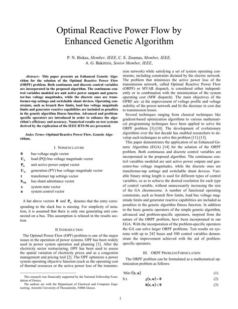 pdf optimal reactive power flow by enhanced genetic algorithm