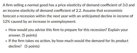 Solved A Firm Selling A Normal Good Has A Price Elasticity