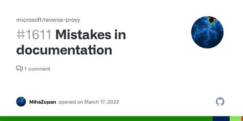Mistakes In Documentation · Issue 1611 · Microsoftreverse Proxy · Github
