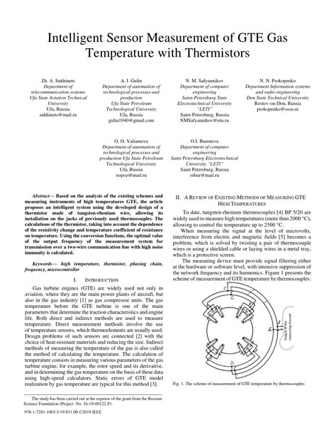 PDF Intelligent Sensor Measurement Of GTE Gas Temperature With Thermistors