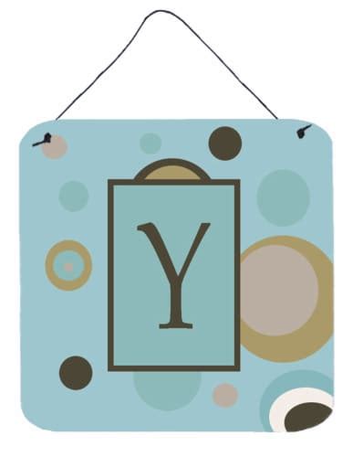 Letter Y Initial Monogram Blue Dots Wall Or Door Hanging Prints