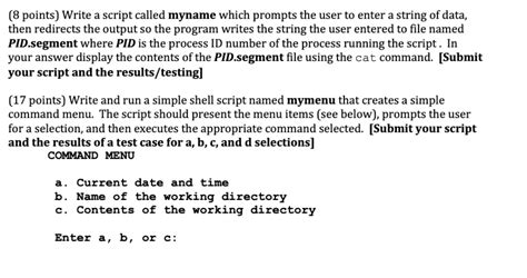 Solved 8 Points Write A Script Called Myname Which Prompts