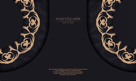 빈티지 패턴으로 인쇄 가능한 초대 장을 디자인하기 위한 템플릿 고급스러운 장식과 텍스트 아래에 배치 블랙 배너 템플릿 0명에 대한 스톡 벡터 아트 및 기타 이미지 Istock