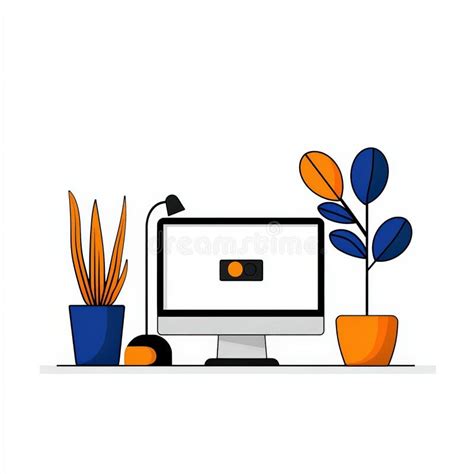 Minimalist Workspace Design Featuring Colorful Plants And A Modern