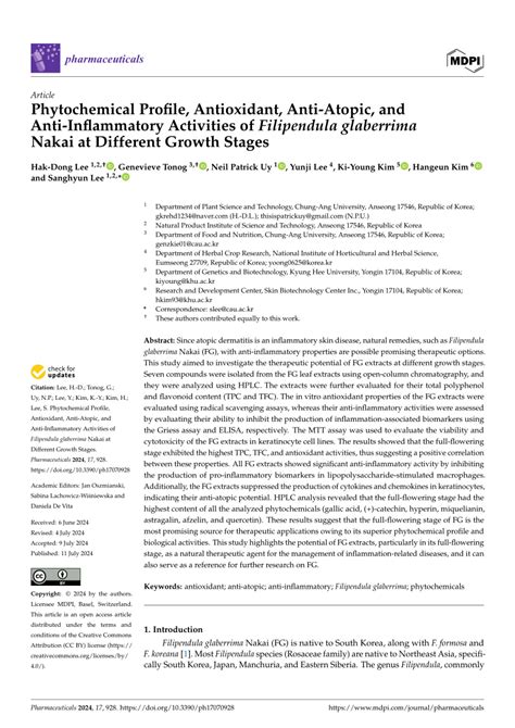 Pdf Phytochemical Profile Antioxidant Anti Atopic And Anti