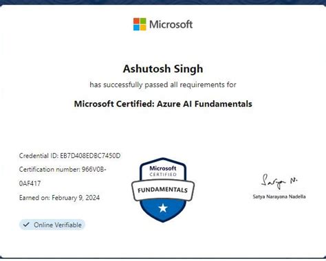 Microsoftcertified Azureai Certificationachieved Cloudcomputing Nlp Generativeai