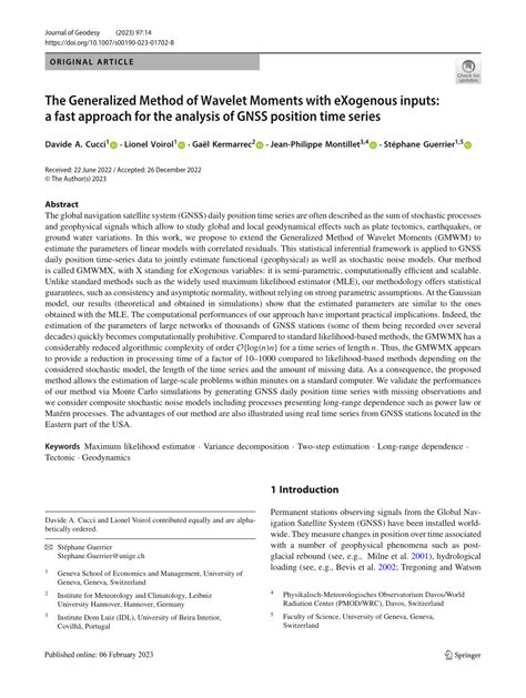 Pdf The Generalized Method Of Wavelet Moments With Exogenous Inputs A Fast Approach For The
