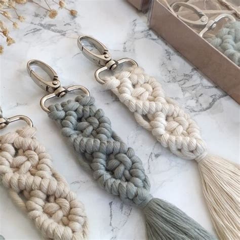 Personalized Keychain Macrame Keychain Wedding Gift Custom Etsy