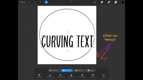 how to curve text in procreate in 37 seconds youtube