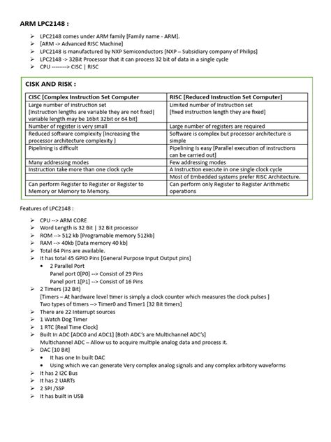 Arm Lpc2148 Pdf Central Processing Unit Microcontroller