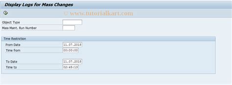 MSL SAP Tcode Display Mass Maintenance Logs