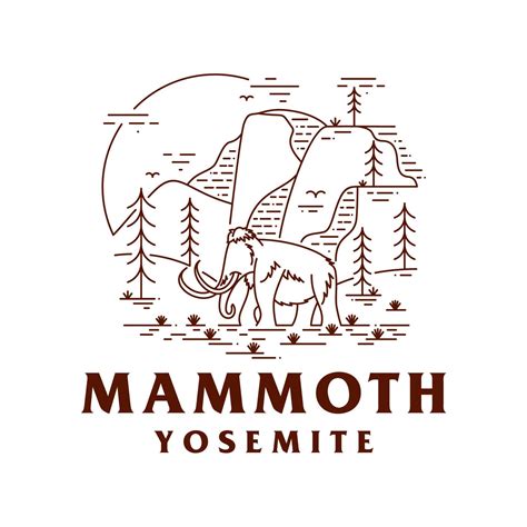 Vector Illustration Of Yosemite National Park With Mammoth In Mono Line