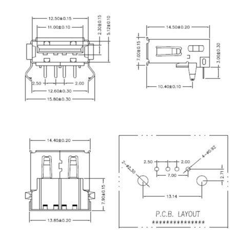USB A Type Socket PCB Mounting Railwayscenics