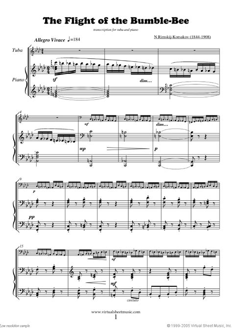 The Flight Of The Bumblebee Sheet Music For Tuba And Piano Pdf