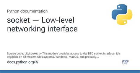 Socket — Low Level Networking Interface — Python 3140 Documentation