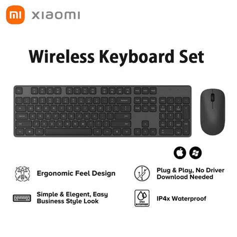 Xiaomi Wireless Mouse Set 2 4ghz 104 Keys Windows Multimedia Full Size Keyboard Mouse Combo