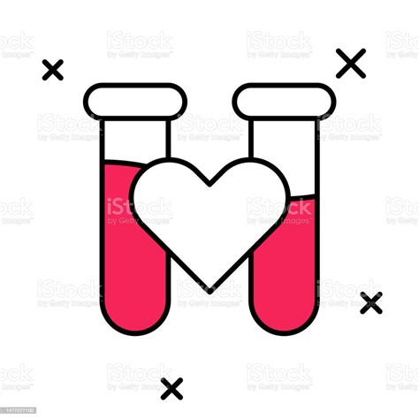 흰색 배경에 고립 된 혈액 아이콘으로 채워진 윤곽선 테스트 튜브 또는 플라스크 실험실 화학 과학 유리 제품 기호 벡터 가득 찬에 대한 스톡 벡터 아트 및 기타 이미지